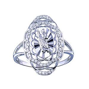SURANO DESIGN JEWELRY Sterling Silver Saint Jude Filigree Ring w/Cubic Zirconia Stones (8)