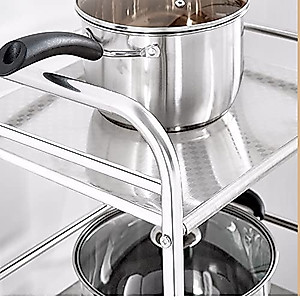 3-Shelf Small Shelving Units on Wheels Stainless Steel Kitchen Cart Pots Stand - Bathroom Garage Storage Shelves 16 Inches Wide