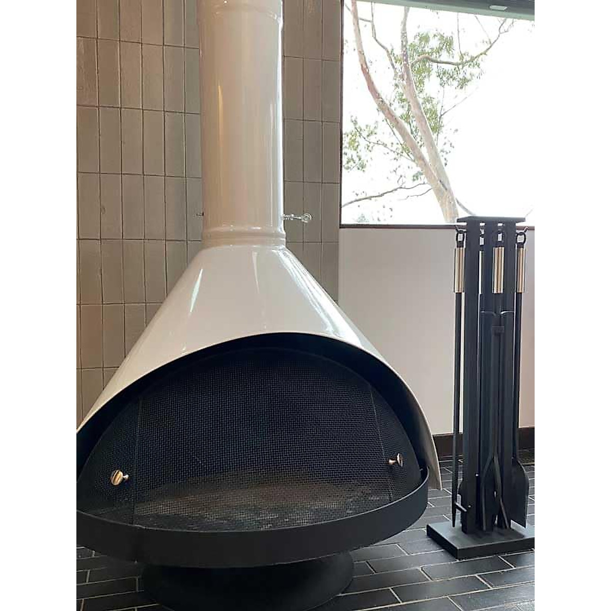 Pilgrim Home and Hearth 18039 Contemporary Fireplace Tool Set, 32" H, 22 Lb, Matte Black with Brushed Steel Handles