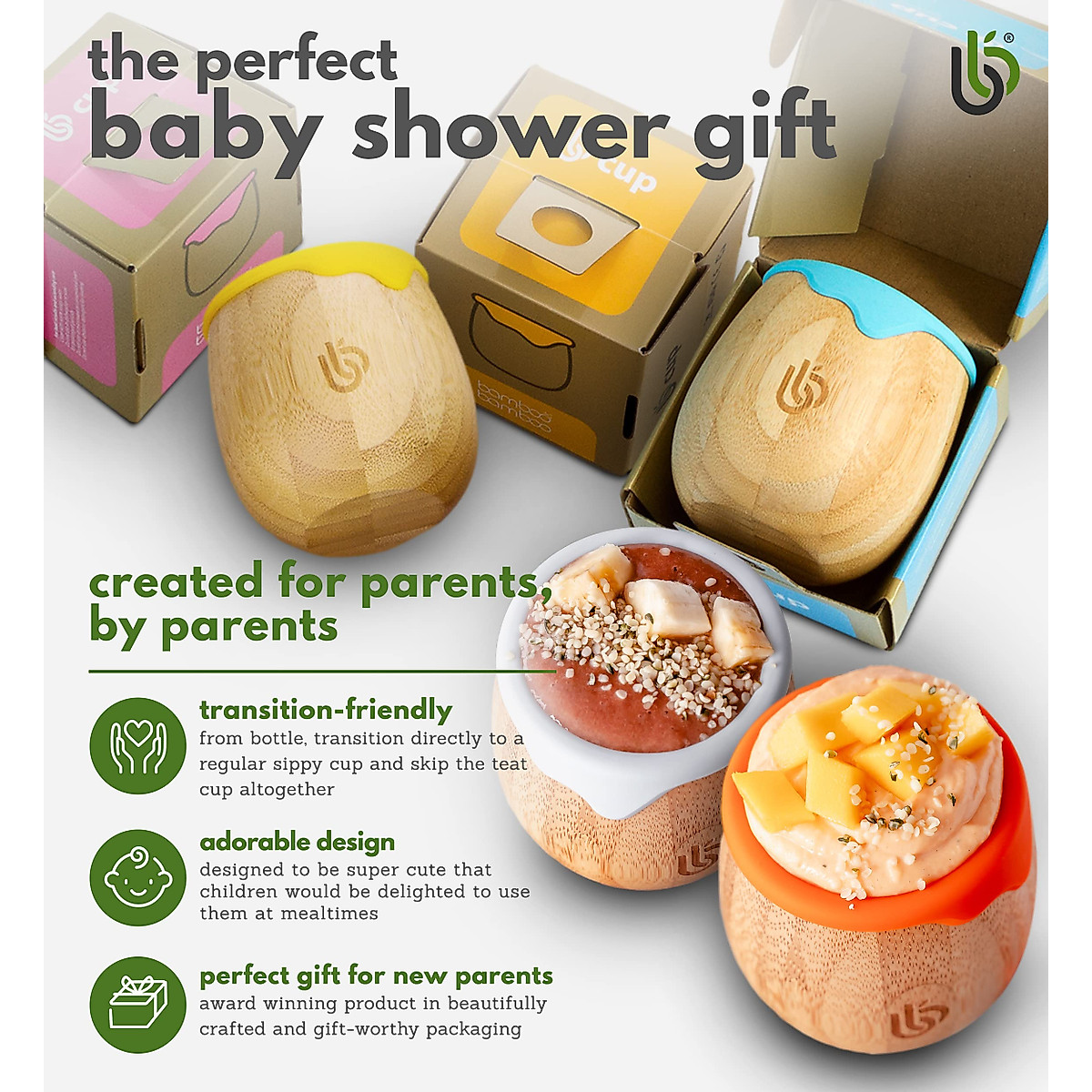 Bamboo Baby and Toddler Sippy Cup - 5 Oz Eco-Friendly Dinky Cup with Cute Silicone Drip Rim for Teeth and Gum Protection - Ideal Toddler Transition Cup (Orange)