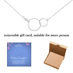 EVERU Mother Daughter Necklaces,925 Sterling Silver Interlocking Circle Necklace for Women,Mother's Day Gifts