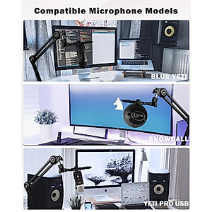 Boseen Shock Mount Compatible With Blue Yeti, Blue Yeti Pro and Blue Snowball Microphones, Eliminates Noises and Vibration Black/Champagne