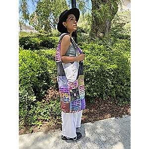 Bohemian Quilted Torn Look Razor Cut Hippie Crossbody Sling Purse Boho Handbag