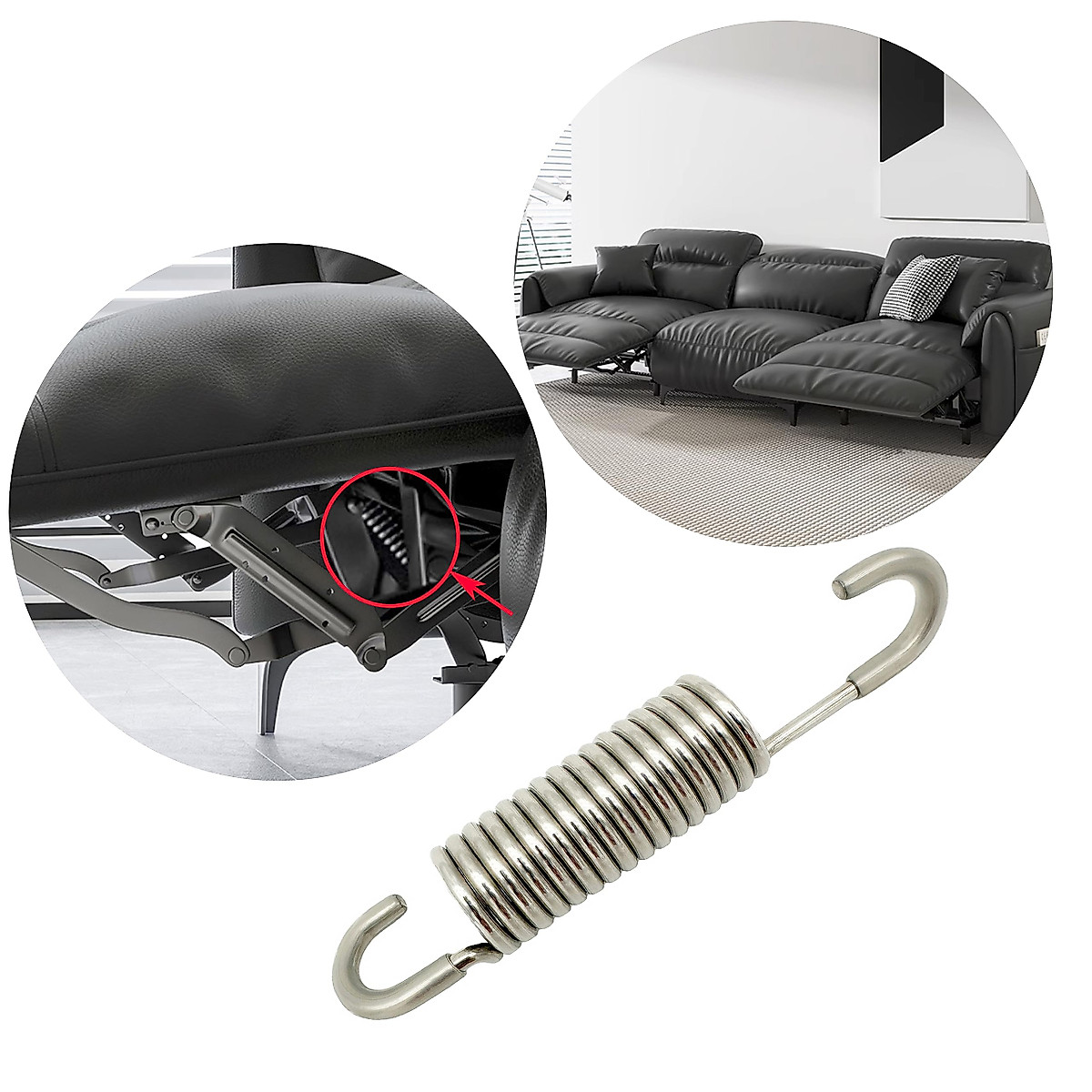 Souldershop 3-5/8 inch Stainless Steel Replacement Recliner Chair Mechanism Furniture Tension Springs Long Neck Style 2.5mm Wire Thickness [3.33'' Inside Hook to Hook] (Pack of 2)