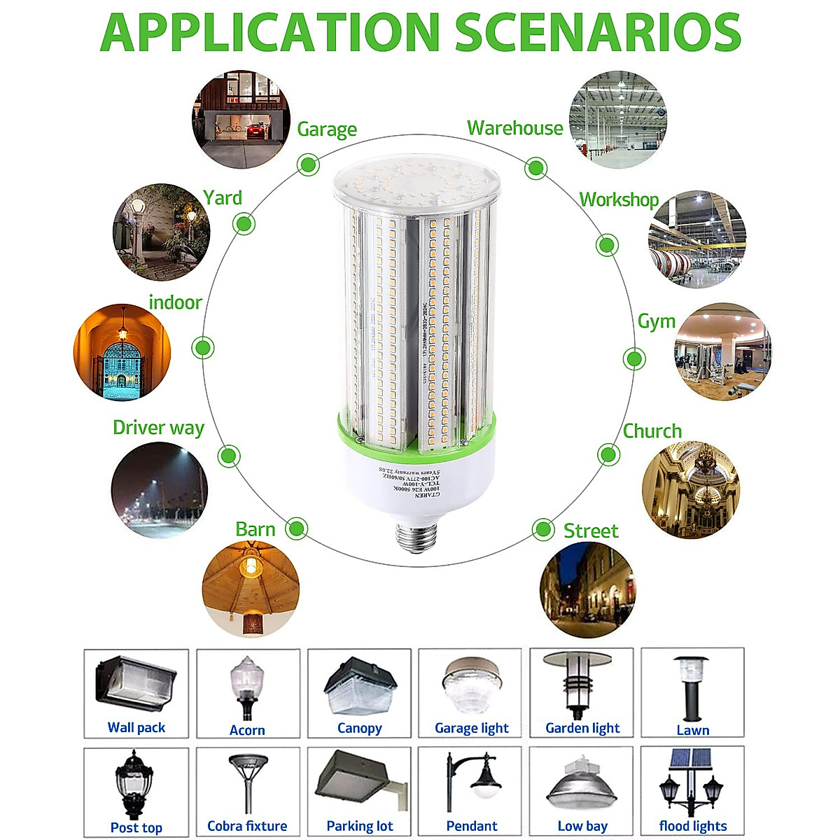 2-Pack 80W LED Corn Bulbs,E26/ E39 Base LED Light,5000K,AC110-277V,LED Replacement Metal Halide HID CFL for Commercial Industrial Lighting Warehouse High Bay Light Fixture Garage Workshop