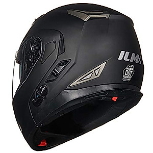 ILM Bluetooth Integrated Modular Flip up Full Face Motorcycle Helmet Sun Shield Mp3 Intercom Model 953 (L, Matte Black)