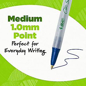 BIC Ecolutions Clic Stic Black Ballpoint Pens, Medium Point (1.0mm), 12-Count Pack, Retractable Ball Point Pens Made from 78% Recycled Plastic
