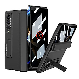 Libeagle Compatible with Samsung Galaxy Z Fold 4 Case [Built-in Privacy Screen Protector][Magnetic Hinge Protection][Adjustable Kickstand][Wireless Charging][Thin & Slim] Cover 5G 2022-Black