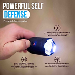 Avenger Defense Women Stun Gun for Self Defense - Portable Protection Flashlight with Case - Black (ADS-30)
