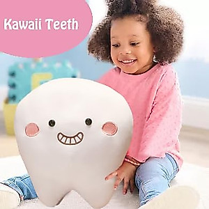 ELAINREN Cute Tooth Shape Plush Pillow Soft Tooth Stuffed Throw Pillow Fluffy Teeth Plushie Cushion for Bed/Sofa Decor Gifts,13.7''