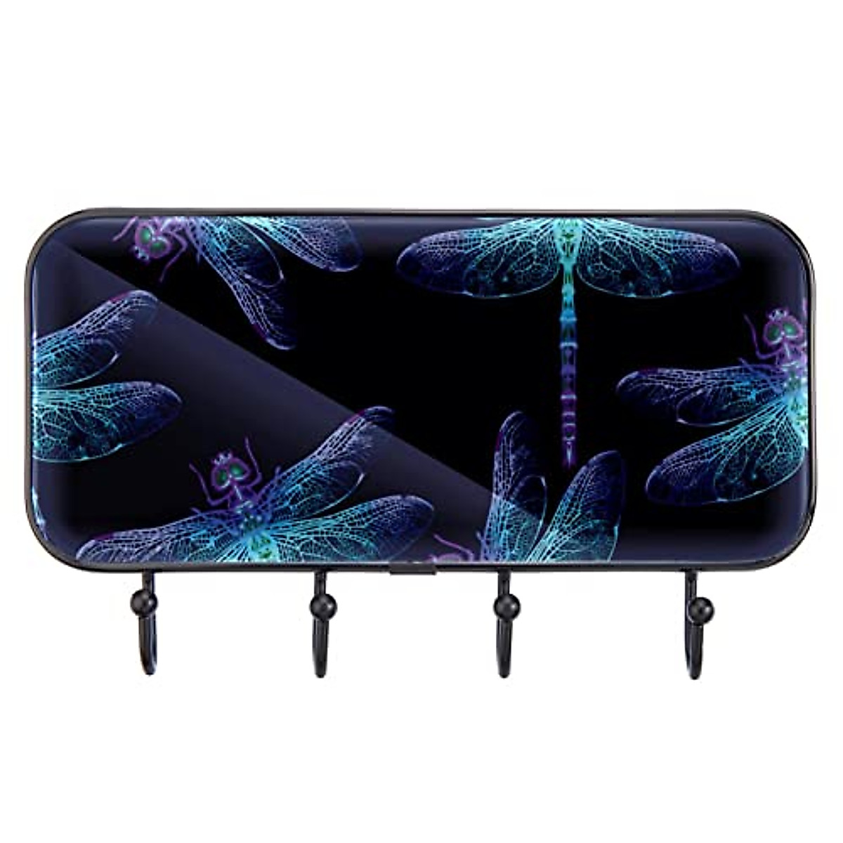 Dragonfly Insect Navy Blue Adhesive Hooks Towel Hooks, Wall Hooks Stick on Bathroom/Kitchen/Bedroom