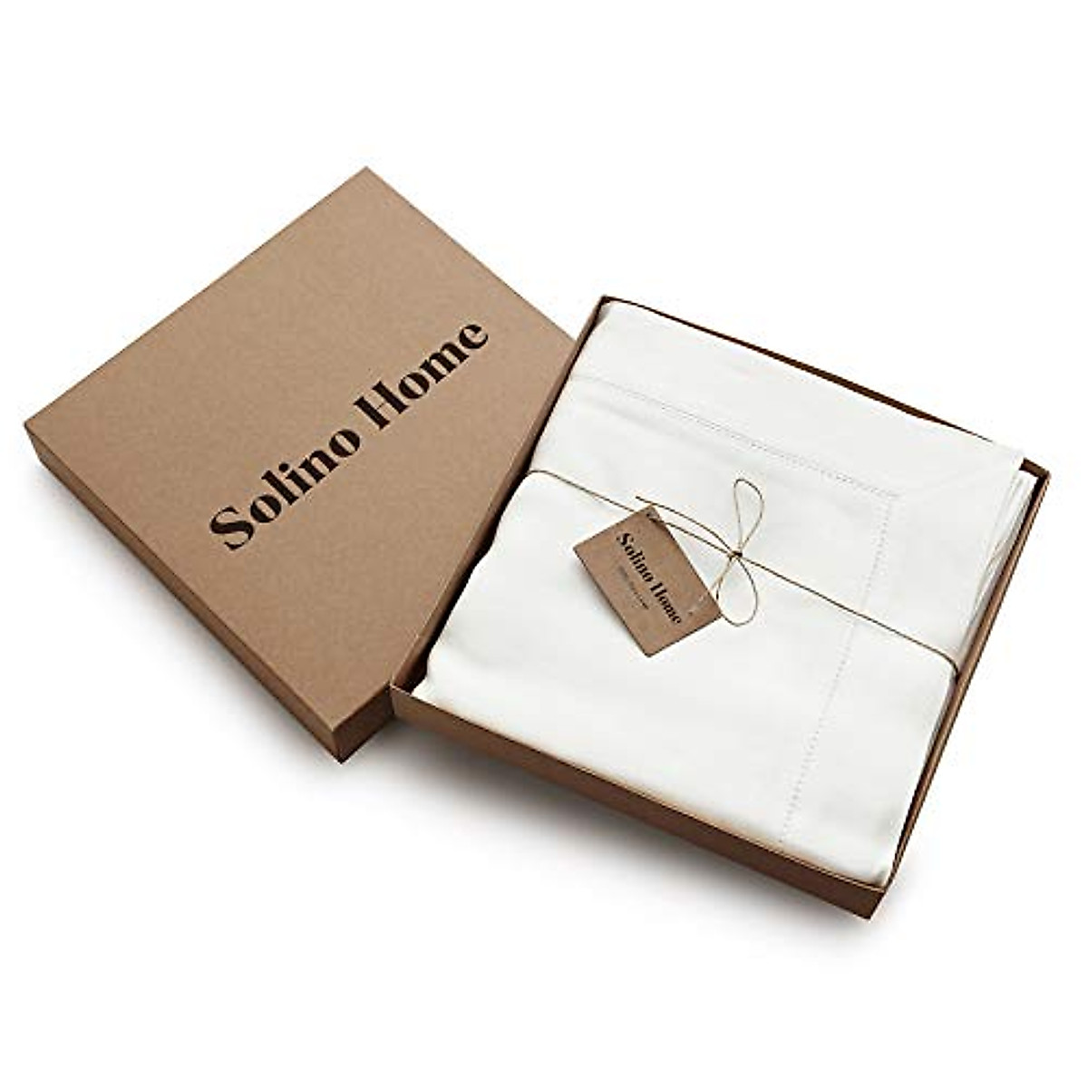 Solino Home Linen Tablecloth 60 x 144 Inch – 100% Pure Linen White Rectangle Tablecloth for Spring, Easter, Summer, Wedding, Party, Indoor, Outdoor – Classic Hemstitch, Handcrafted from European Flax