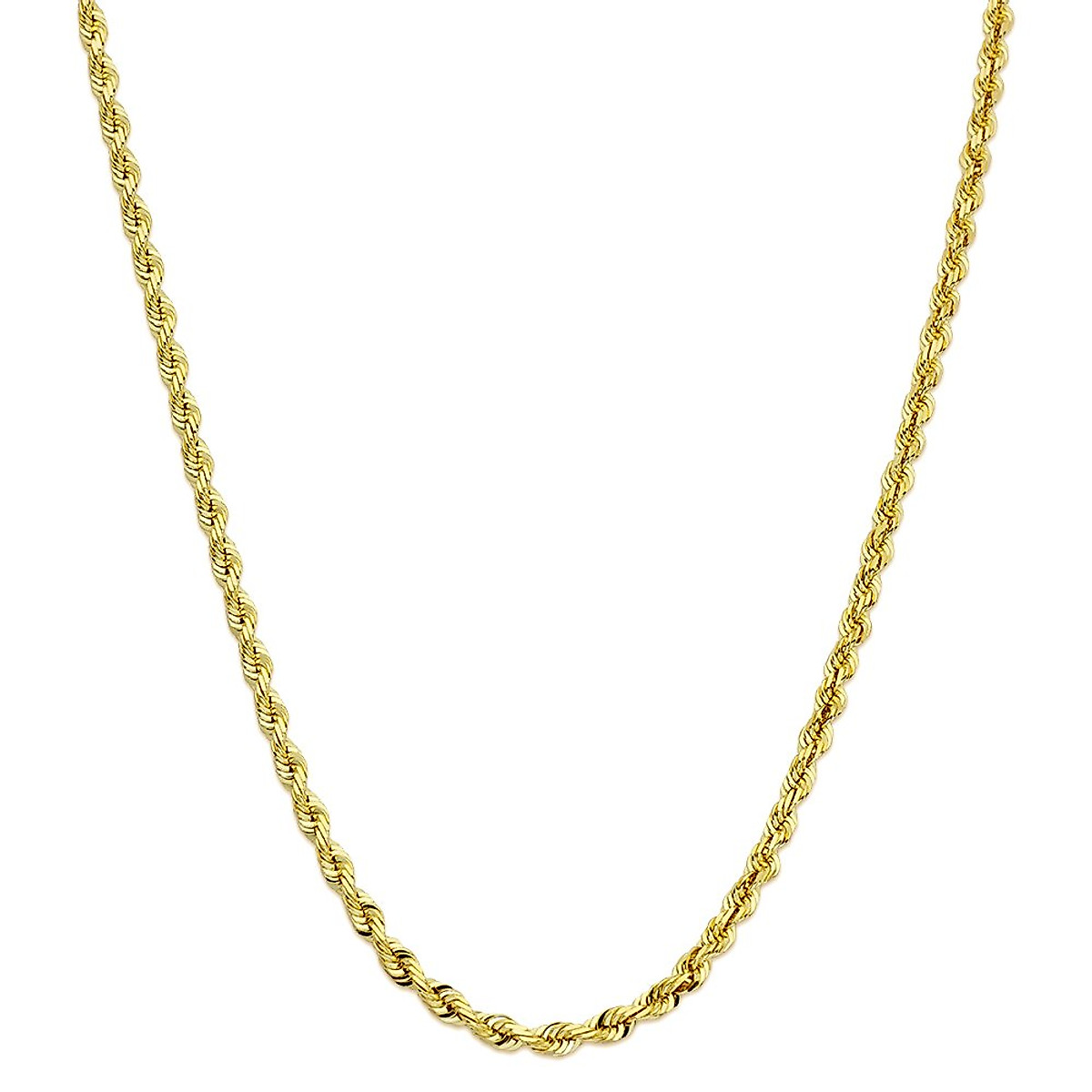 10K Yellow Gold 6mm 22" Diamond Cut Rope Chain Necklace with Lobster Lock