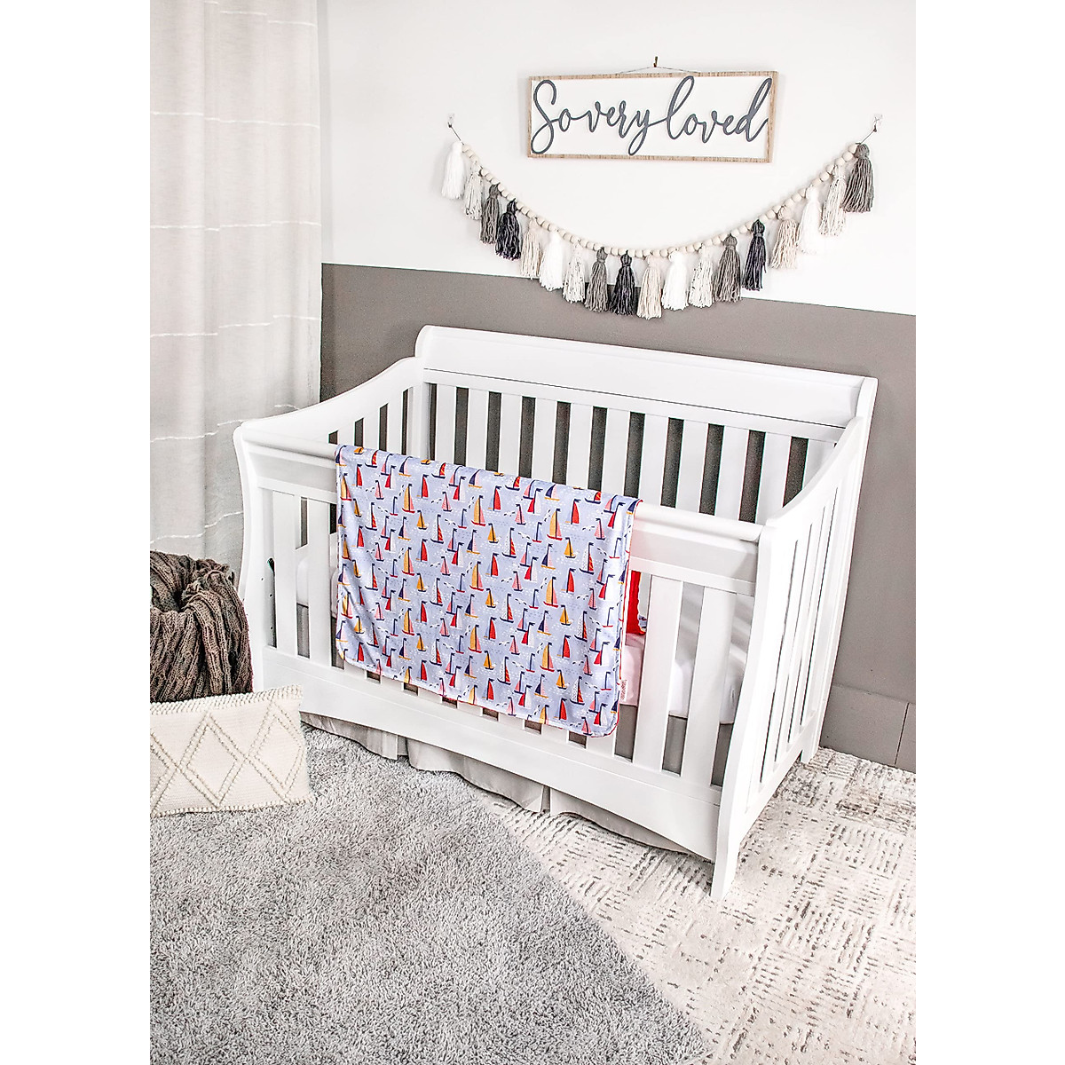 Top Tots Deluxe Minky Baby Blanket - Seahorse, Starfish and Jellyfish, 40 x 29 Inch Mint