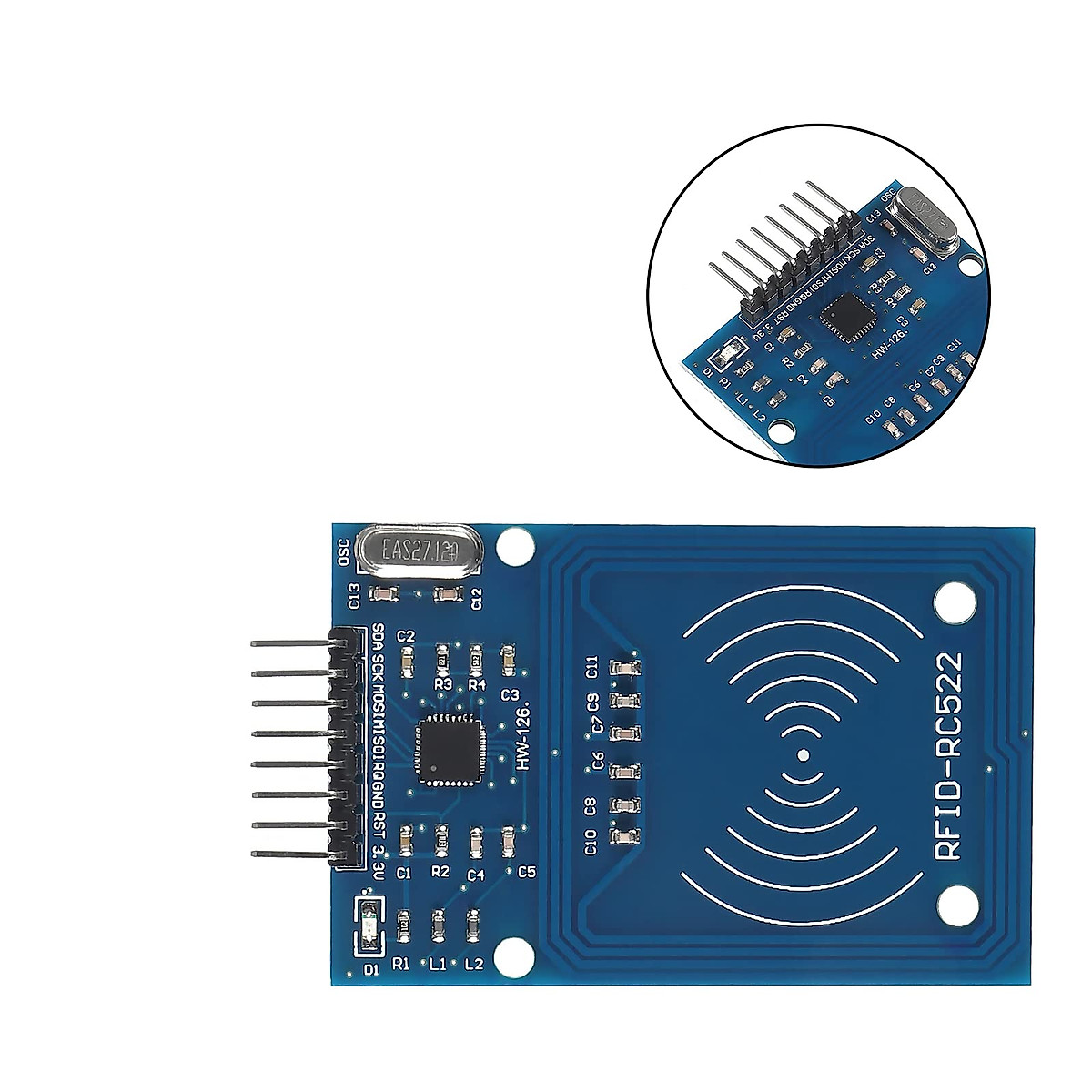 Diitao 5PCS RFID Kit Mifare RC522 Reader Module RF IC Card Sensor Module with S50 White Card+Key Ring