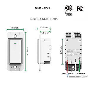 Smart Light Switch, Double Smart WiFi Light Switches, Smart Switch 2 Gang Works with Alexa Google Assistant