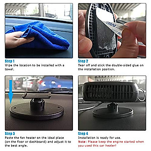 12V/200W Car Fan Fast Heater,2 in 1 Heating&Cooling Black Portable Auto Demister,Anti-fire ABS Windshield Defroster,360 Degree Rotary Windscreen Defogger