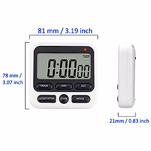 NKOVE Digital Kitchen Timer 24 Hour Clock and Alarm Function with Silent or Alarm Manual Switching Count UP or Down and Memory Function Black