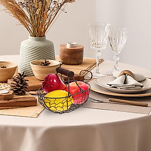 Operitacx Small Metal Wire Egg Basket Fresh Egg Container Organizer Case Countertop Holder Rust Gathering Basket Country Storage Basket for Easter Fruit Duck Egg with Handle (7x4.7 inch)