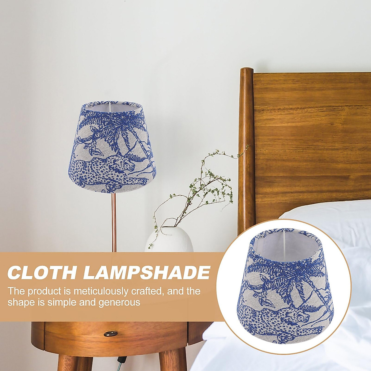 Beaupretty Lamp Shades Clip on Lamp Shade Small Lamp Shade Embroidery Fabric Lamp Cover Tabletop Drum Lampshade for Floor Table Lamp Blue Floor Lamp Shade Replacement Small Lamp Shades