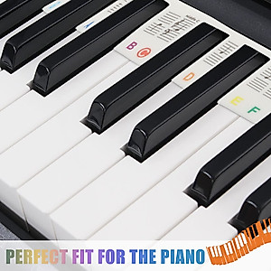 Removable Piano Keyboard Note Labels, 2 in 1 Silicone Piano Keyboard Stickers for Beginners Kids Learning, Full Size Keyboard 88 Keys, Double Staff Display Comes with Box