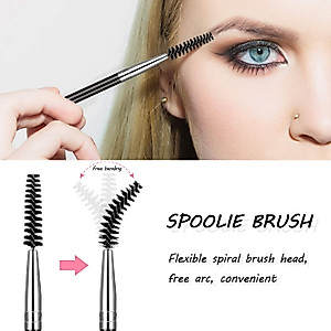 6 Pieces Duo Eyebrow Brush Angled Eye Brow Brush and Spoolie Brush Mini Eyelash Brush for Tinting Angled Eyebrow, Fit for Gel and Cream (Silver)