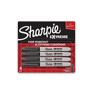 SHARPIE Extreme Permanent Markers, Fine Point, Black, 4 Count