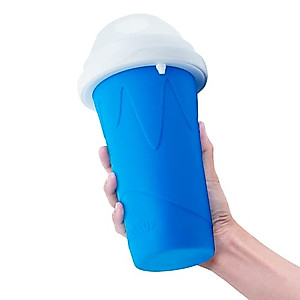 Slushy Maker Cup Slushie Cup Maker Milk Cola Juice Squeeze Cup Frozen Magic Quick Freeze Cup Cooling Cup Smoothies Cup with Lids and Straws for All Age (Blue)