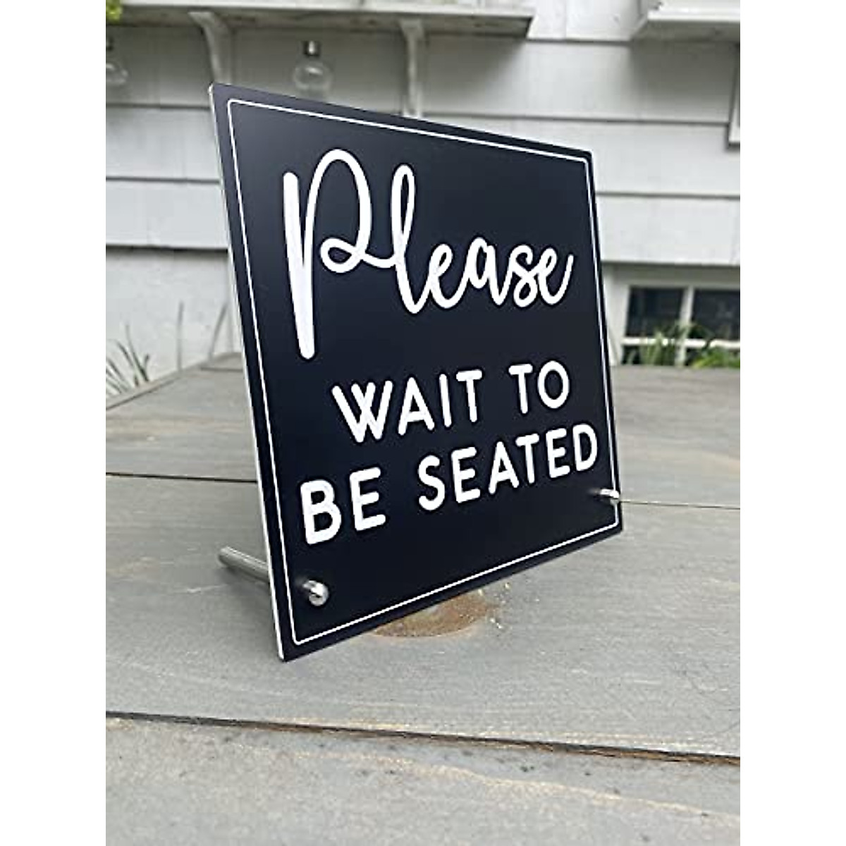 Please Wait To Be Seated Business Freestanding Counter Top Sign | Custom Coffee Shop Restaurant Bakery Ice Cream Stand | Cafe Decor Display Hostess Stand