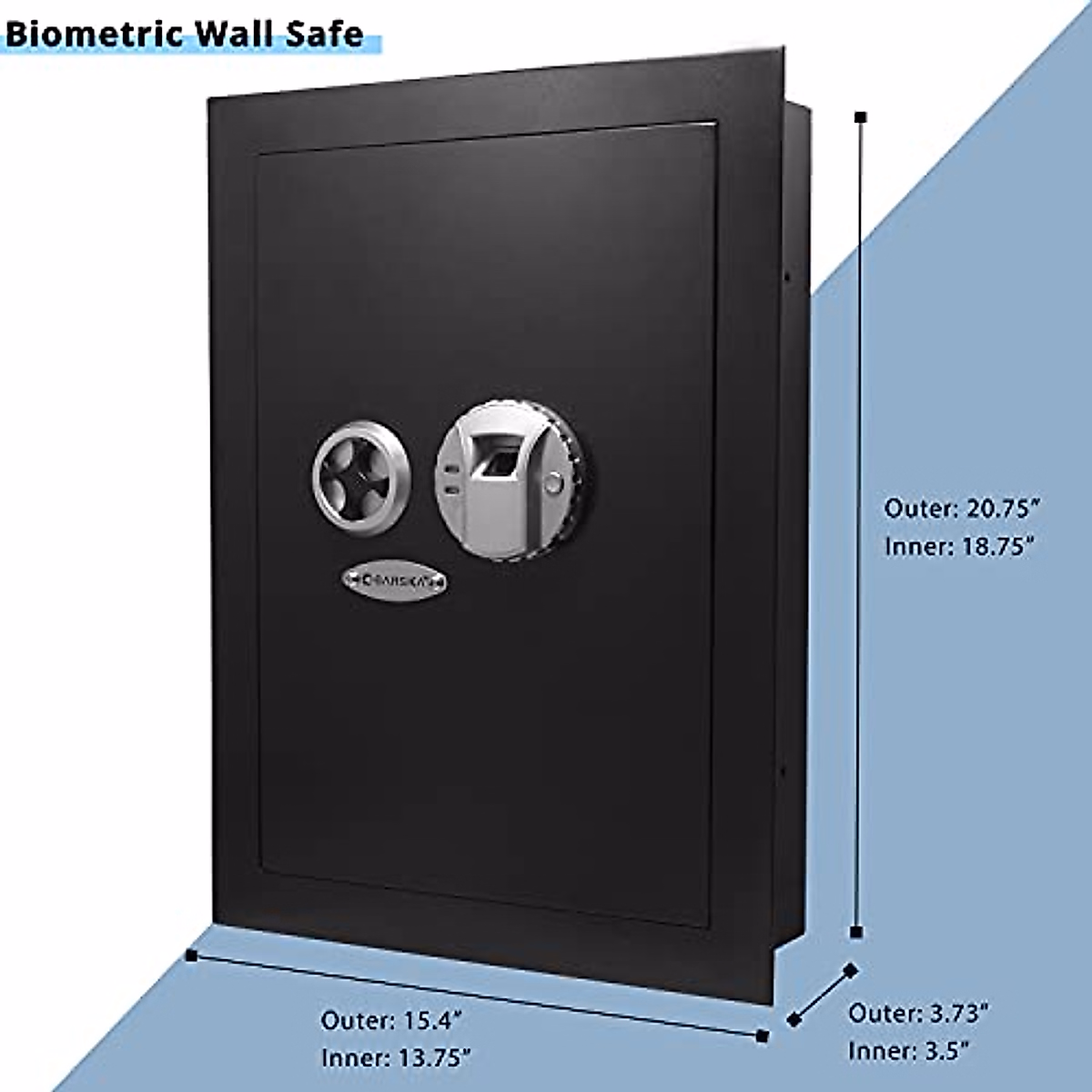 Barska Biometric Fingerprint Security Wall Safe 0.52 Cubic Ft