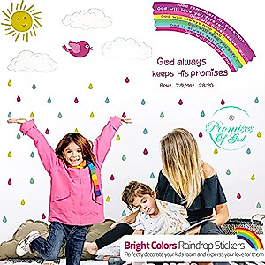 Promises Of God Rainbow Wall Decal Set for Kids - Pink, 85” x 68.5”, 112 Total Stickers - Bible Verses, School Decorations, Classroom, Nursery Decor, Polyvinyl Chloride, Reusable, Waterproof
