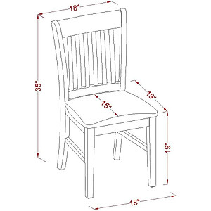 East West Furniture NFC-MAH-W Norfolk Dining Room Chairs - Slat Back Solid Wood Seat Chairs, Set of 2, Mahogany