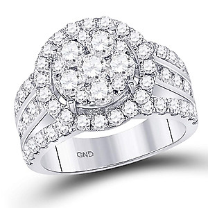 Dazzlingrock Collection 14kt White Gold Womens Round Diamond Cluster Bridal Wedding Engagement Ring 3.00 ctw