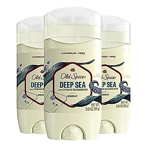 Old Spice Men's Deodorant Aluminum-Free Deep Sea with Ocean Elements, 3oz (Pack of 3)