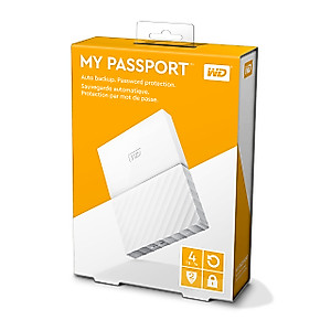 WD 4TB White My Passport Portable External Hard Drive - USB 3.0 - WDBYFT0040BWT-WESN (Renewed)