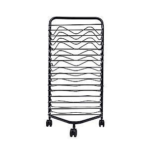 DNYSYSJ Art Drying Rack for Classroom, Paint Drying Rack Art 16 Shelves Metal Artwork Storage Display Rack with Wheels (Black)