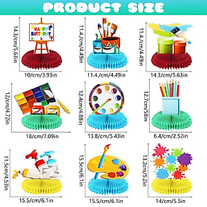 9 Pieces Paint Party Decorations Art Birthday Party Honeycomb Centerpieces Sip and Paint Party Supplies for Art Birthday Party Favor Photo Booth Props