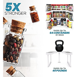 Spicy Shelf - Expandable 2 Tiered Spice Rack Organizer for Cabinet & Pantry - Kitchen Seasoning Organizer - Cabinet Spice Racks for Inside Cabinets - Seasoning Organization Storage Shelf