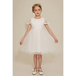 Baby Girl Formal Dresses Lace Dress for Girl Wedding Evening Photograph Dress Size 7 White