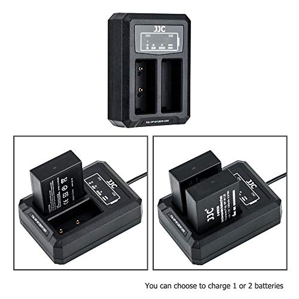 JJC NP-W126 Battery Charger USB Dual Slot for Fuji Fujifilm X-T3 X-T2 X-T1 X-S10 X-T30 X-T20 X-T10 X-T200 X-T100 X100V X100F X-H1 X-PRO3 X-PRO2 X-E4 X-E3 X-E2 X-E2S X-E1 X-A7 and More Fujifilm Cameras