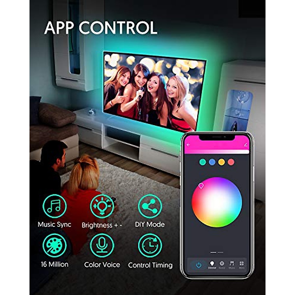 Avatar Controls TV LED Backlights, 9.8FT Smart LED Lights for Behind TV with Music Sync 16 Million Colors Changing RGB Strip Lights Works with Alexa Google Home for 40-60 inch TVs, WiFi APP Control