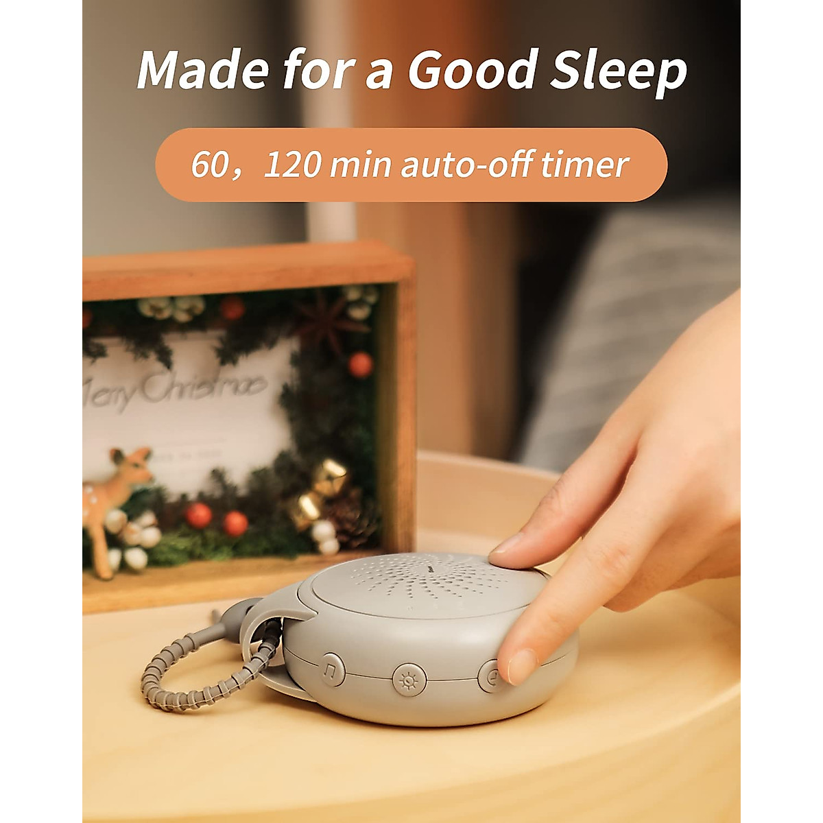 OLOWN Portable White Noise Machine for Baby, Sleep Sound Machine with 12 Soothing Nature Lullaby Sounds, Sleep Therapy Machine with Night Light, Timer and Child-Lock, USB Rechargeable