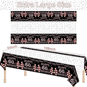 Black Rose Gold Birthday Party Supplies,Disposable Party Tableware Sets - 60 Years Paper Plates,Napkins,Plastic Forks Knives,Tablecloths,60th Birthday Decorations for Men,24 Guests