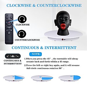 JAYEGT Motorized Rotating Display Stand, 360 Degree Electric Rotating Potography Turntable for Products Display，Live Video Show, Remote Control Angle, Speed (White / 16.5inch /330Lbs Load/Wired)
