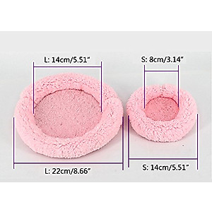 HongGun® Hamster nest, Hamster Bed Mat Circular Shaped Warm Soft Comfortable Washable PP+Velvet for Mice, Guinea Pigs and Other Small Animals (L, Pink)