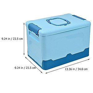 Beaupretty Plastic Storage Box Folding Carry Box Tool Organizer Portable Handled Case Lockable Container Sundries Organizer for Arts Crafts Cosmetic Sewing Washi Tape Blue