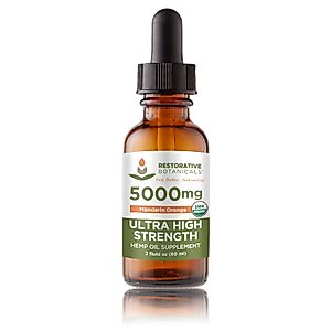 Restorative Botanicals Ultra High Strength Hemp Oil - 5000mg Mandarin Orange Flavor (2 oz - 120 Servings)