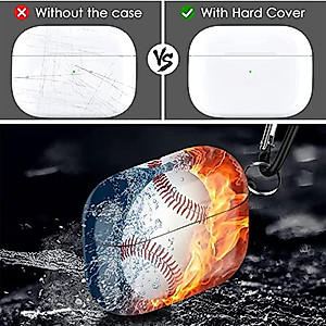 pzicase AirPods 3 Case 2021, AirPods 3rd Third Generation 2021 Protective Cover ，Premium TPU Shockproof Protective Cover for AirPods 3rd with Keychain （Baseball Fire）