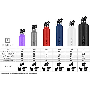 IRON °FLASK Sports Water Bottle - 24 Oz, 3 Lids (Straw Lid), Leak Proof, Vacuum Insulated Stainless Steel, Hot Cold, Double Walled, Thermo Mug, Standard Metal Canteen