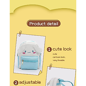 Girls Anime Kawaii Mini Backpack + Keychain Anime Cosplay Backpack Cute Doll Handbag Shoulder Bag(Blue)